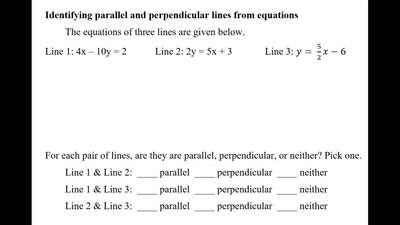 Identifying parallel and perpendicular lines from equations - MediaSpace@WCSU