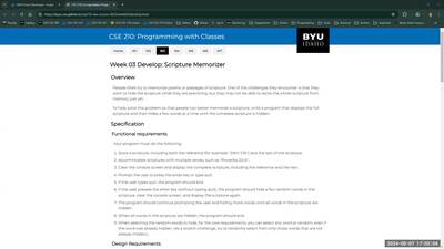 CSE 210 : Week 3 Assignment - BYU-Idaho