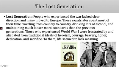 15 Week 4 The Lost Generation and Hemingway's Hills Like White ...