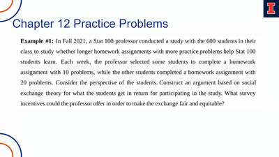 Stat 100, Day 13, Oct 02, Chapter 12 Practice Problems - Illinois Media Space