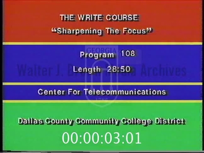 The Write Course: An Introduction to College Composition. [Program 24 ...