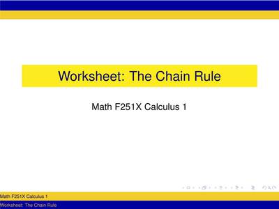 Worksheet: The Chain Rule - University of Alaska Fairbanks