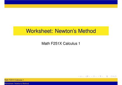 Worksheet: Newton's Method - University of Alaska Fairbanks