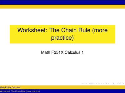 Worksheet: The chain rule (extra practice) - University of Alaska Fairbanks