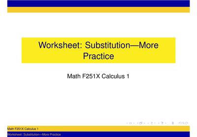 Worksheet: Substitution-MorePractice - University of Alaska Fairbanks