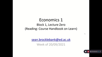 Econ 1 - Block 1 - L0 - Course overview - Media Hopper Create