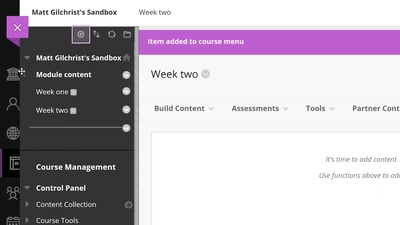 Blackboard Course Left Hand Menu - The University of Sheffield Kaltura Digital Media Hub