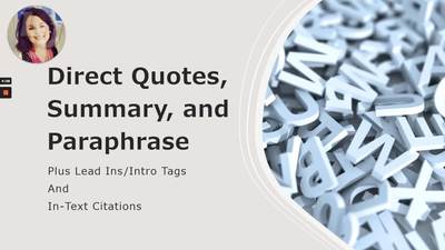 LANG 1100, Direct Quotes, Summary, and Paraphrase - Liberty University
