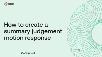 How to create a summary judgment motion response - Product Training - US | Thomson Reuters
