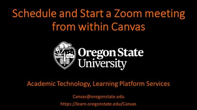 Instructor: Schedule and Start a Zoom Meeting in Canvas - OSU MediaSpace