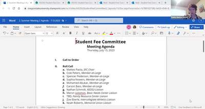 ASOSU Student Fee Committee Summer Meetings - OSU MediaSpace