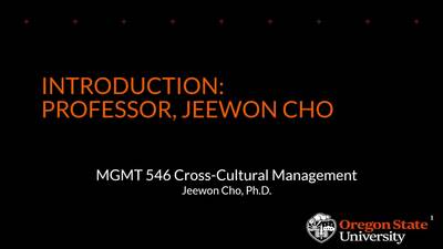 Introduction-Professor Jeewon Cho - OSU MediaSpace