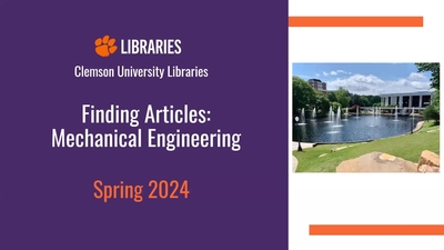 Finding Articles: Mechanical Engineering - Clemson University