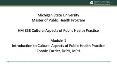 HM 838 Module 1 Introduction to Culture - MSU MediaSpace