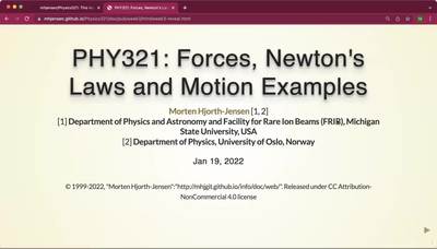 Lecture PHY 321, January 19, 2022 - MSU MediaSpace