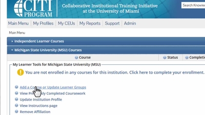 CITI Programs training - Registration for Responsible Conduct of Research group - MSU MediaSpace