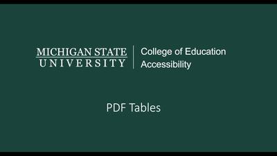 PDF Tables Video Tutorial - MSU MediaSpace