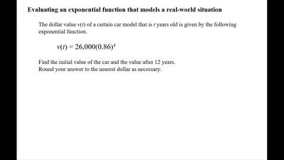 Evaluating an exponential function that models a real-world situation ...