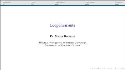 Loop Invariants - Illinois Media Space