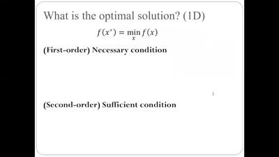 Optimization 1D - Optimality Conditions - Illinois Media Space
