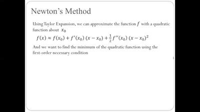 Optimization 1D - Newton Method - Illinois Media Space