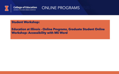 Education at Illinois - Online Programs, Graduate Student Online ...