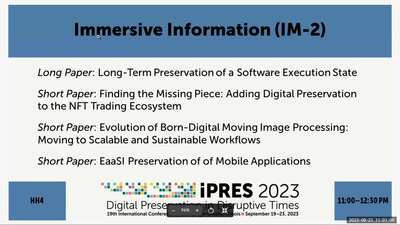 Immersive Information session 2 - iPRES HH4 - Illinois Media Space