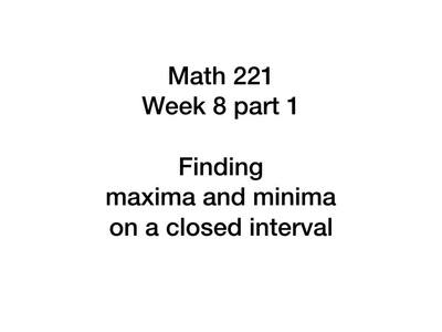 Math 221 Week 8 part 1 - Illinois Media Space
