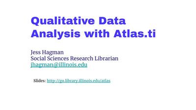 Qualitative Data Analysis with Atlas.ti - Savvy Researcher - Fall 2023 ...