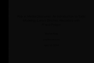 The Productive Scholar - Risk in Media Discourse: An Introduction to ...