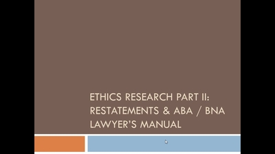 Researching Legal Ethics & Professional Responsibility Part II Video ...