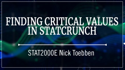 Finding Critical Values in StatCrunch - University of Georgia Online ...