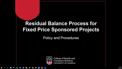 Research: Residual Balance Process for Fixed Price Sponsored Projects ...