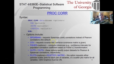PROC CORR - Part 1 (Pearson & Spearman Correlations) - University of ...