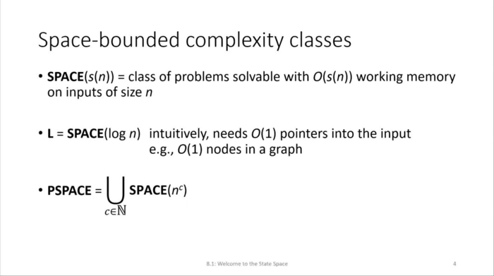 ECS 220 8a:8.1-2 space-bounded complexity classes L and PSPACE ...