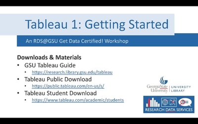 Tableau 1: Getting Started - Georgia State University