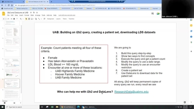 i2b2 query building and downloading data in DataLens - The University ...