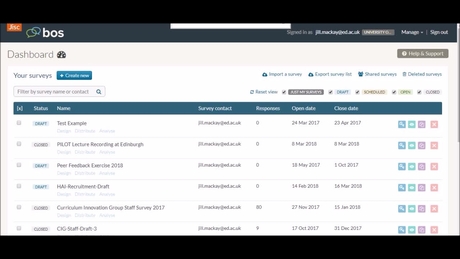 JISC Online Surveys - Creating a Survey - Media Hopper Create