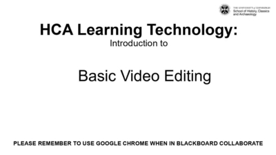 HCA Learning Technology: Basic video editing - Media Hopper Create