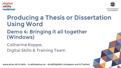 Producing a thesis or dissertation using Word - part 4 - Media Hopper ...