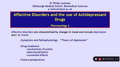 Pharmacology 3: Antidepressant Drugs - Introduction Dr Phil Larkman ...