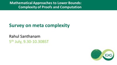 Survey on meta complexity - Rahul Santhanam - Media Hopper Create