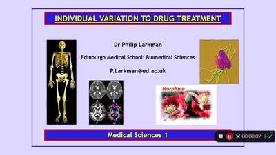 Medical Sciences 1: Individual Variation to Drug Treatment Dr Phil ...