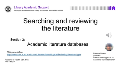 Searching and reviewing the literature 2: Academic literature databases ...