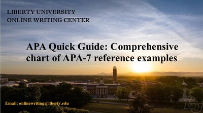 APA Quick Guide - comprehensive chart of APA-7 reference examples ...