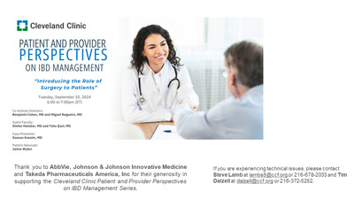 Patient and Provider Perspectives on IBD Management - Sept. 10, 2024 ...