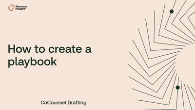 How to create a playbook - Product Training - US | Thomson Reuters