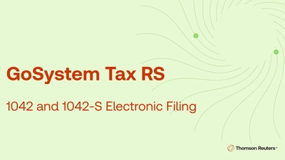 GoSystem Tax RS 1042 and 1042-S Electronic Filing - Product Training ...