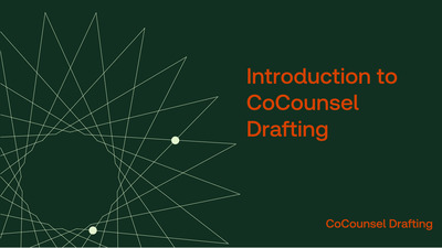 Introduction to CoCounsel Drafting - Product Training - US | Thomson ...