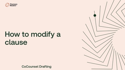 How to modify a clause - Product Training - US | Thomson Reuters